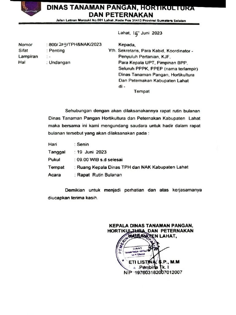 Surat Undangan Rapat PPEP | PDF