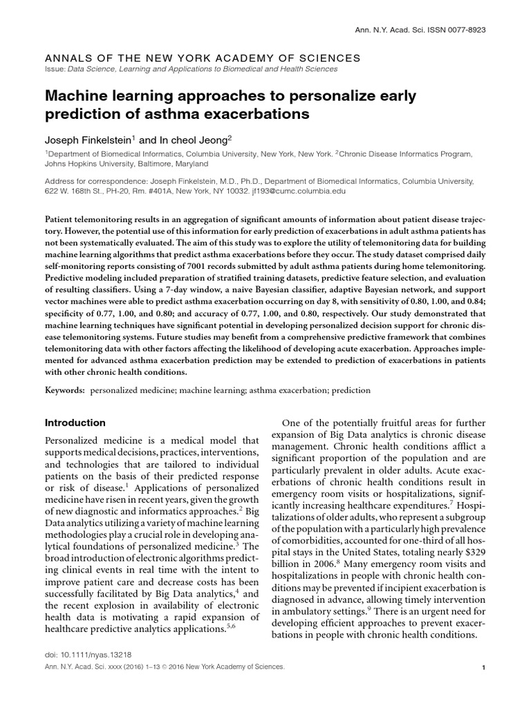 Machine Learning Approaches To Personalize Early | PDF | Sensitivity And Specificity ...