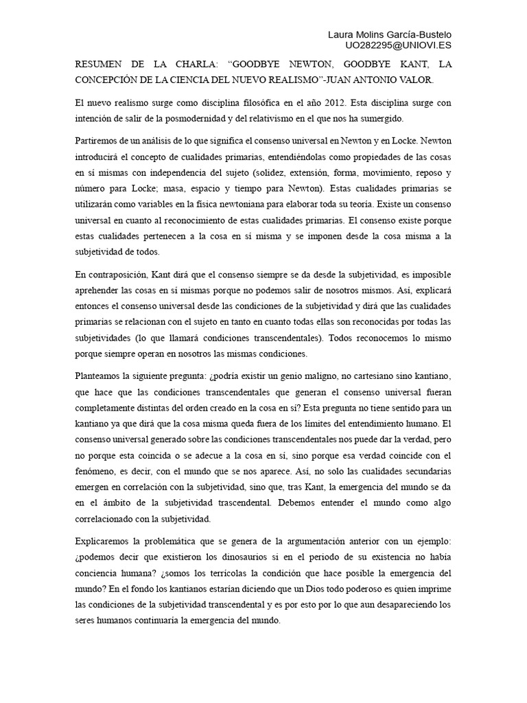 Nuevo Realismo: Ciencia y Subjetividad | PDF | Immanuel Kant | Verdad