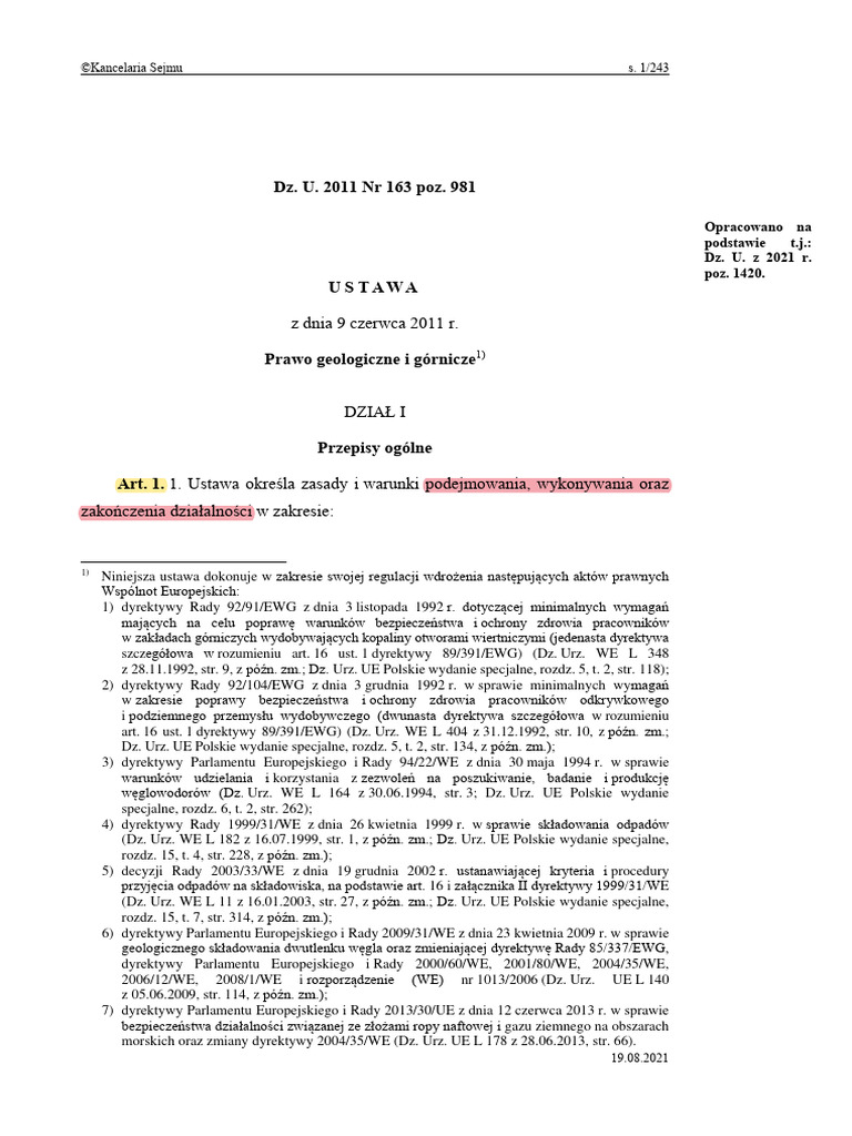 Prawo Geol I Gorn - DN - 24 - 09 - Praca | PDF