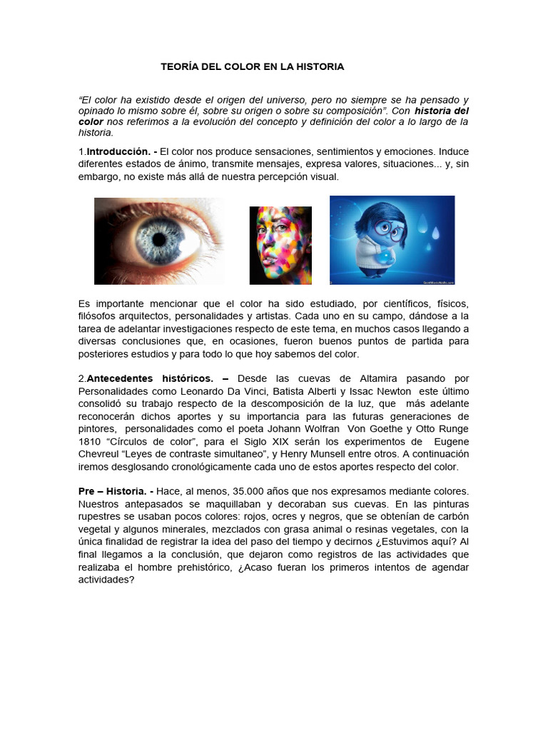 1.teoría Del Color en La Historia | PDF | Color | Ligero