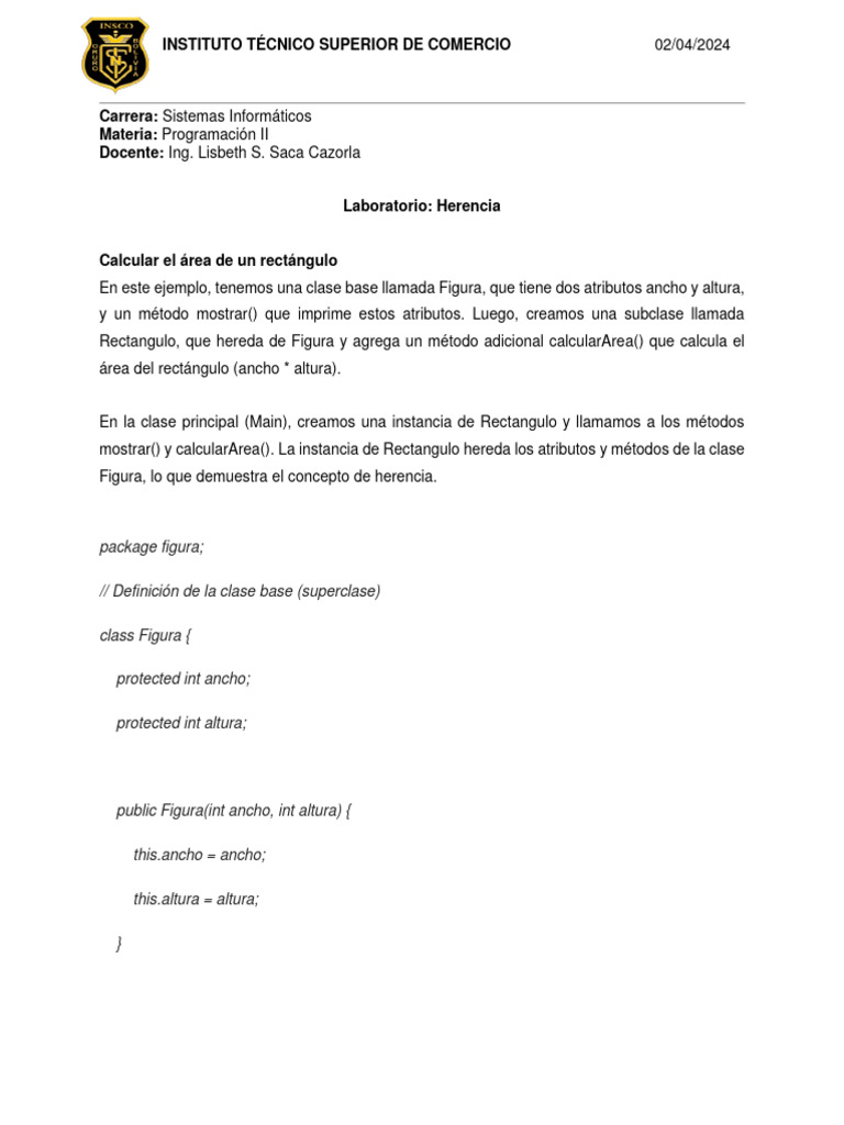 Laboratorio Herencia | PDF | Herencia (Programación Orientada a Objetos ... Laboratorio Herencia | PDF | Herencia (Programación Orientada a Objetos ...