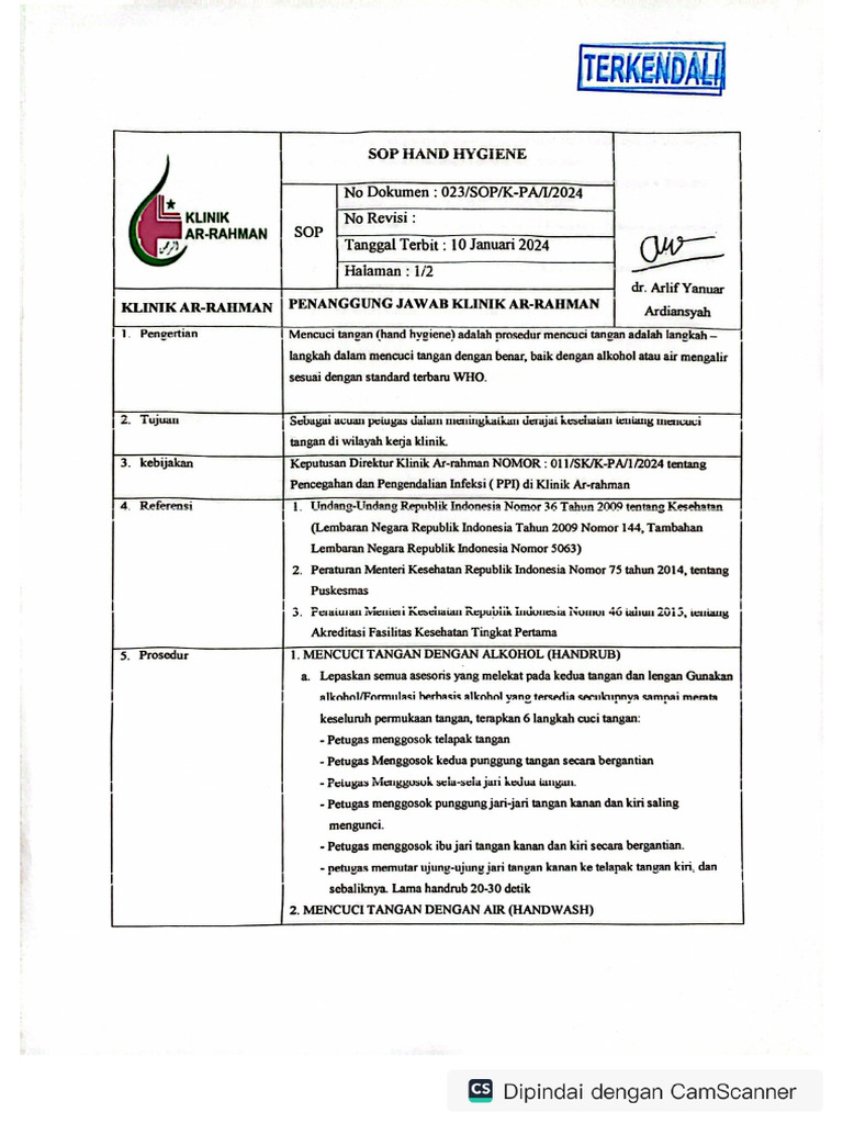 Bab 2 2.3 Ep 4. SOP Hand Hygiene | PDF