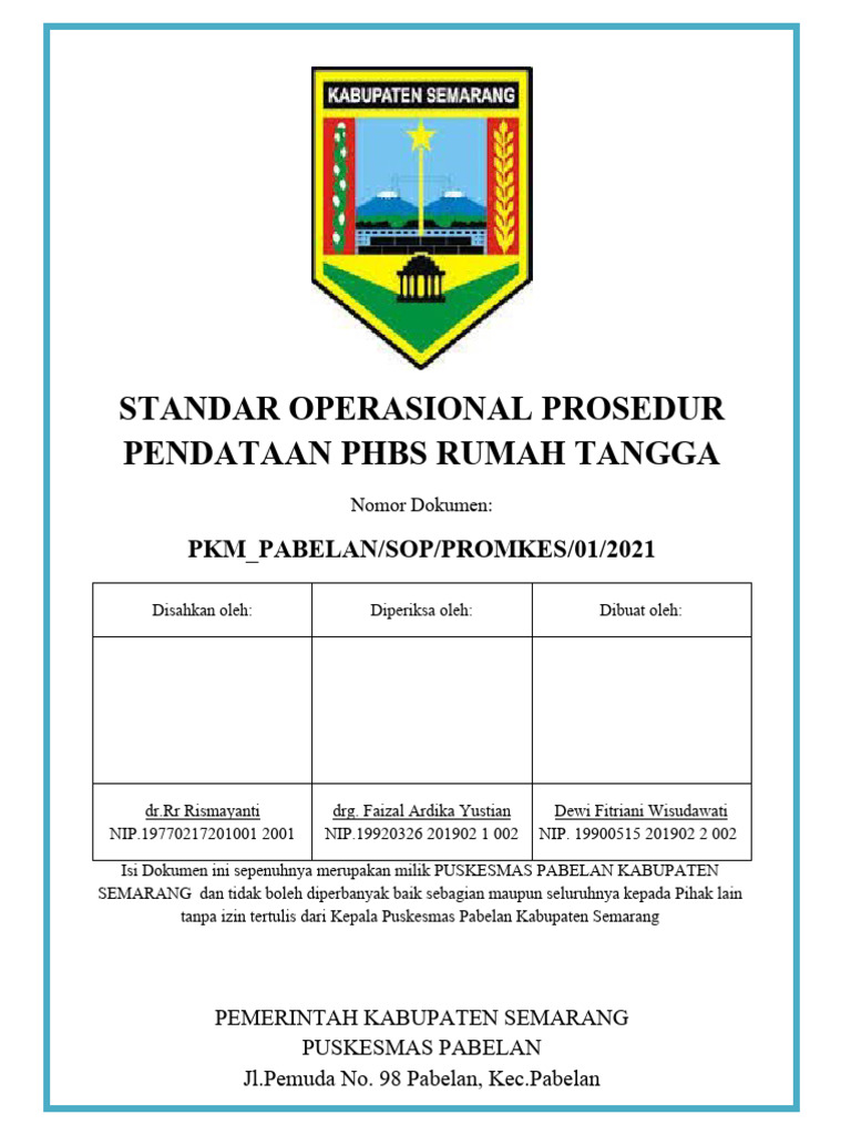 SOP Pendataan PHBS Rumah Tangga | PDF