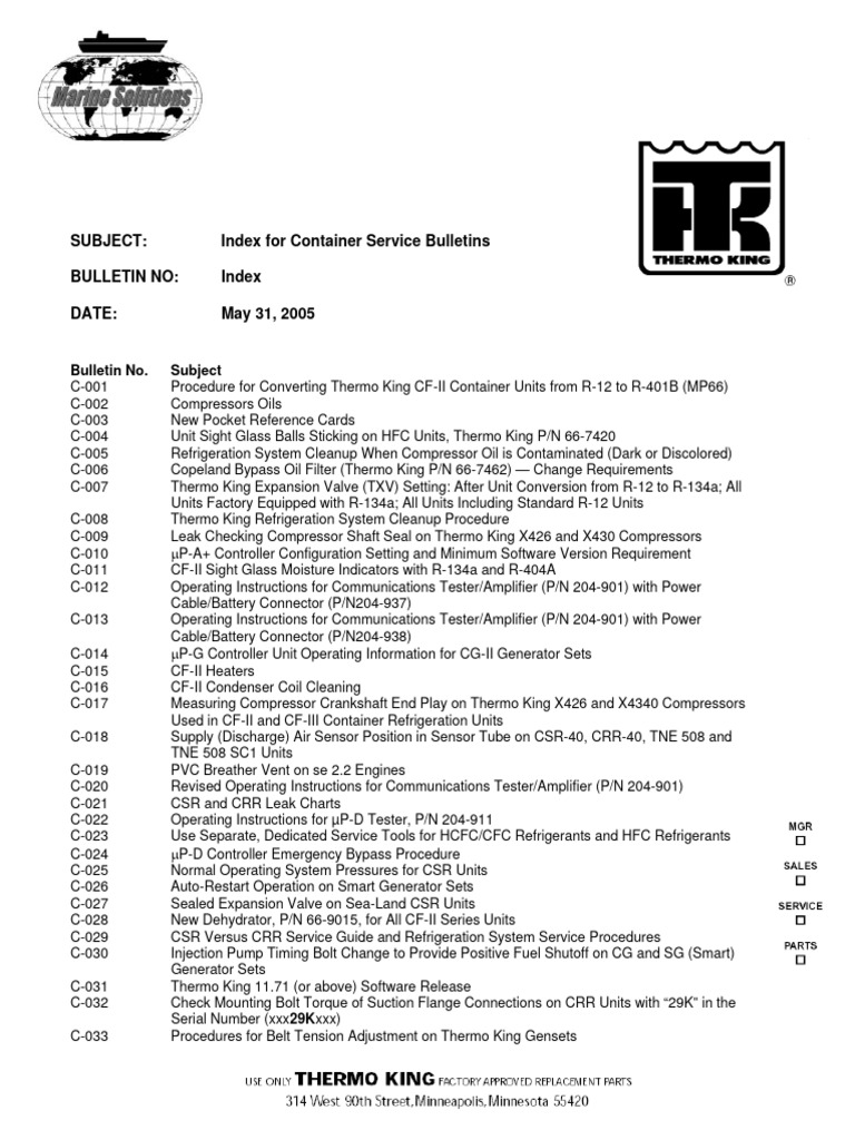C000 - Container Bulletin Index | PDF | Manufactured Goods | Home Appliance