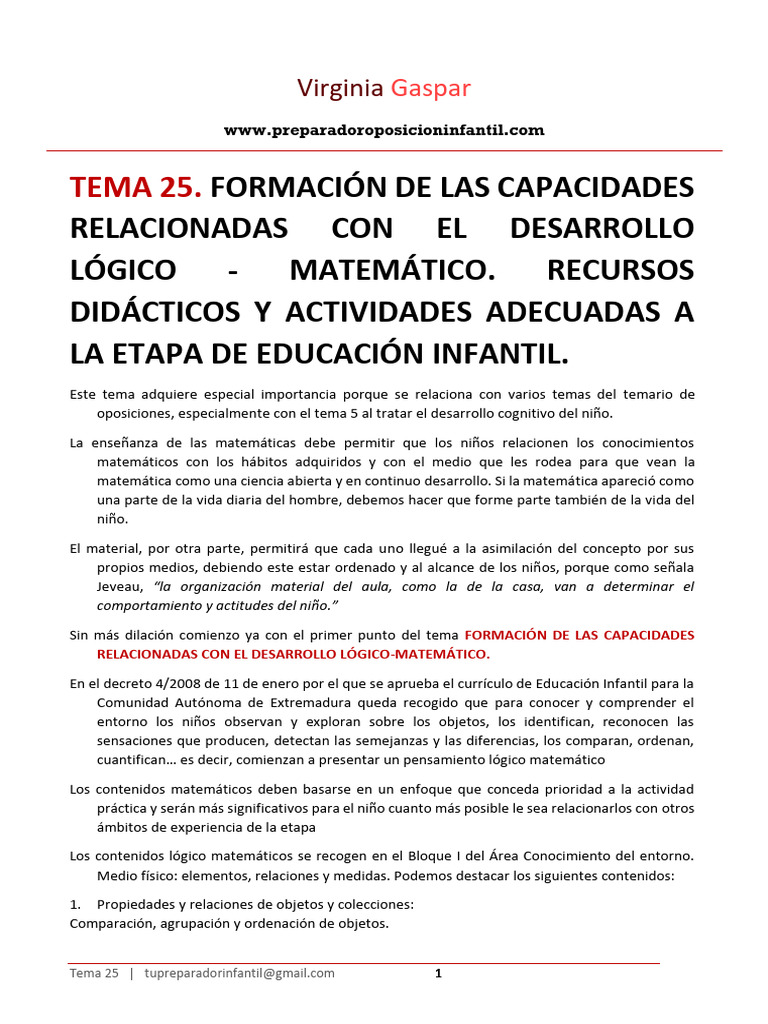 Tema-25 - Oposiciones Infantil | PDF | Pensamiento | Educación de la primera infancia