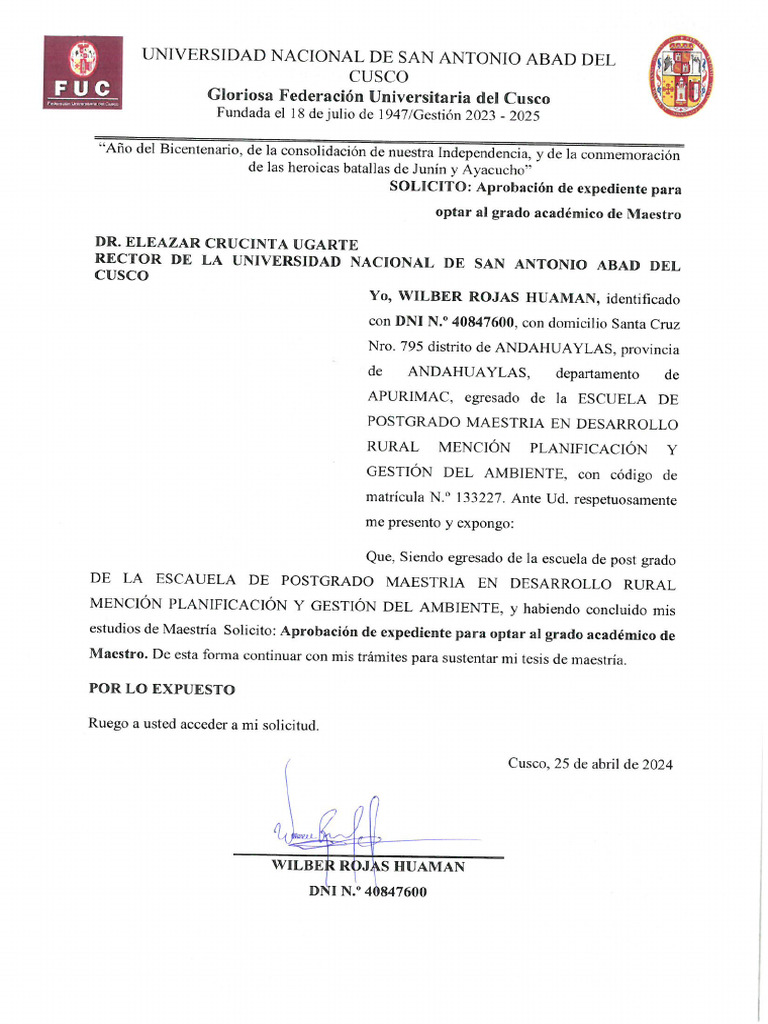 Solicitud Al Rector | PDF