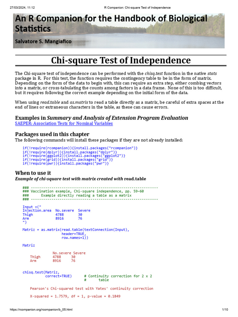 R Companion - Chi-Square Test of Independence | PDF | Chi Squared Test ...