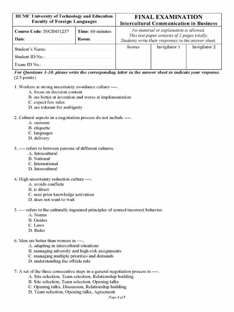 ICB Final Exam Public | PDF