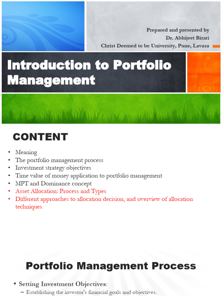 Introduction To Portfolio Management | PDF | Asset Allocation | Modern ...