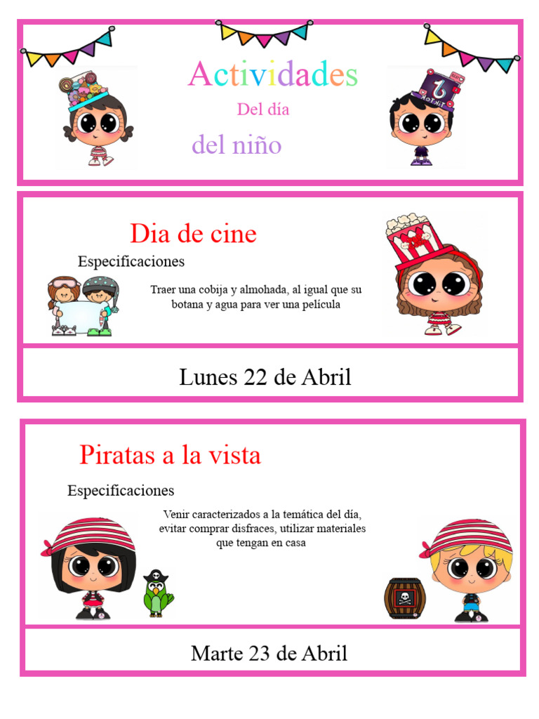 Actividades Del Dia Del Niño | PDF