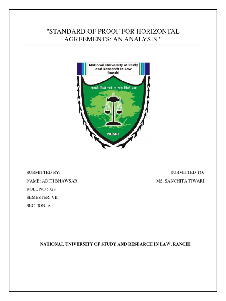 Standard of Proof in Horizontal Agreements | PDF | Price Fixing ...