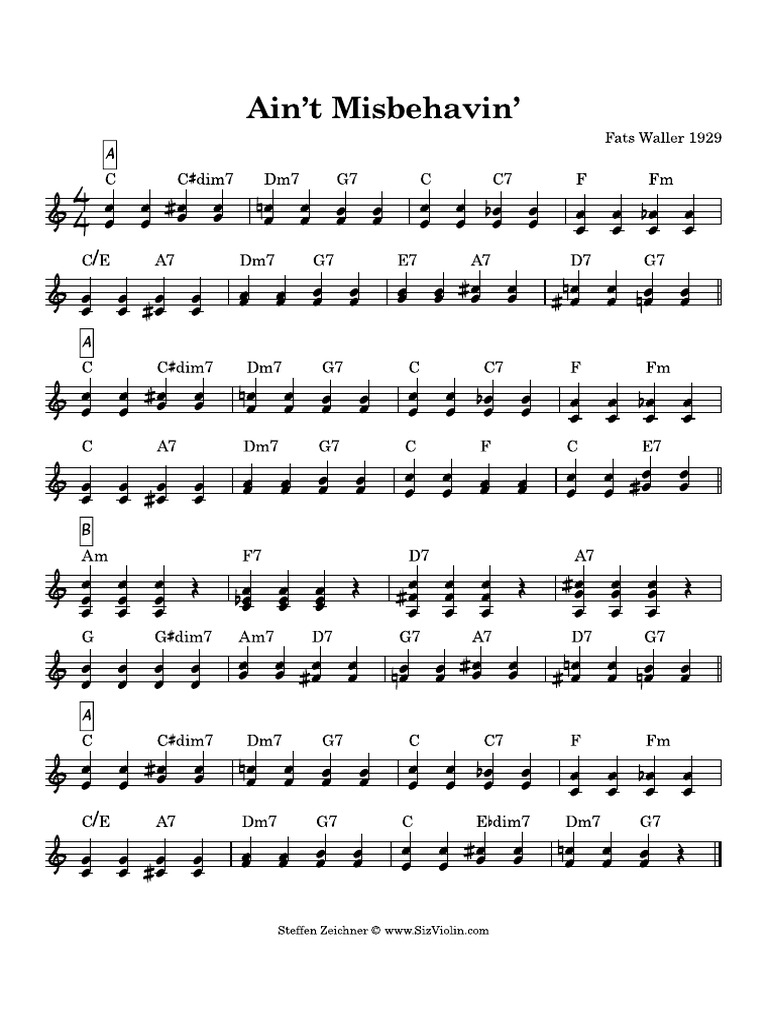 Ain't Misbehavin Violin Chords | PDF