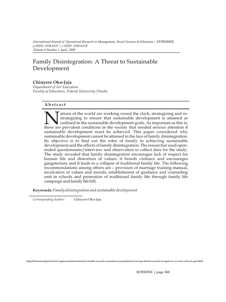 Family Disintegration A Threat To Sustainable | PDF | Sustainability ...
