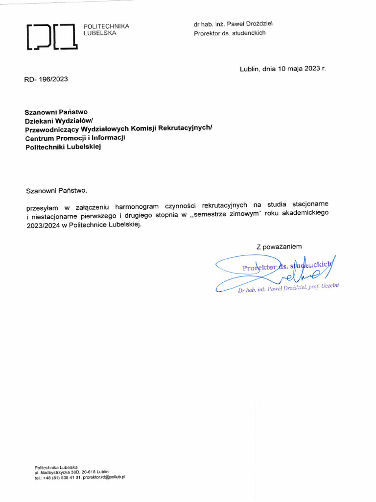 Harmonogram Rekrutacyjny 2023 24 | PDF