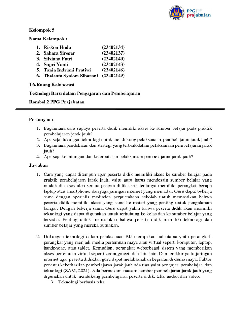 T6-4. Ruang Kolaborasi TBPP Kel. 5 | PDF | Karier & Perkembangan | Ilmu Sosial