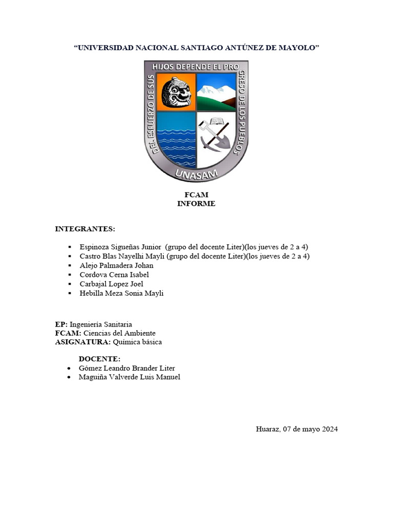 Imforme Actualisado 2 XD | PDF | Precipitación (Química) | Sal (química)