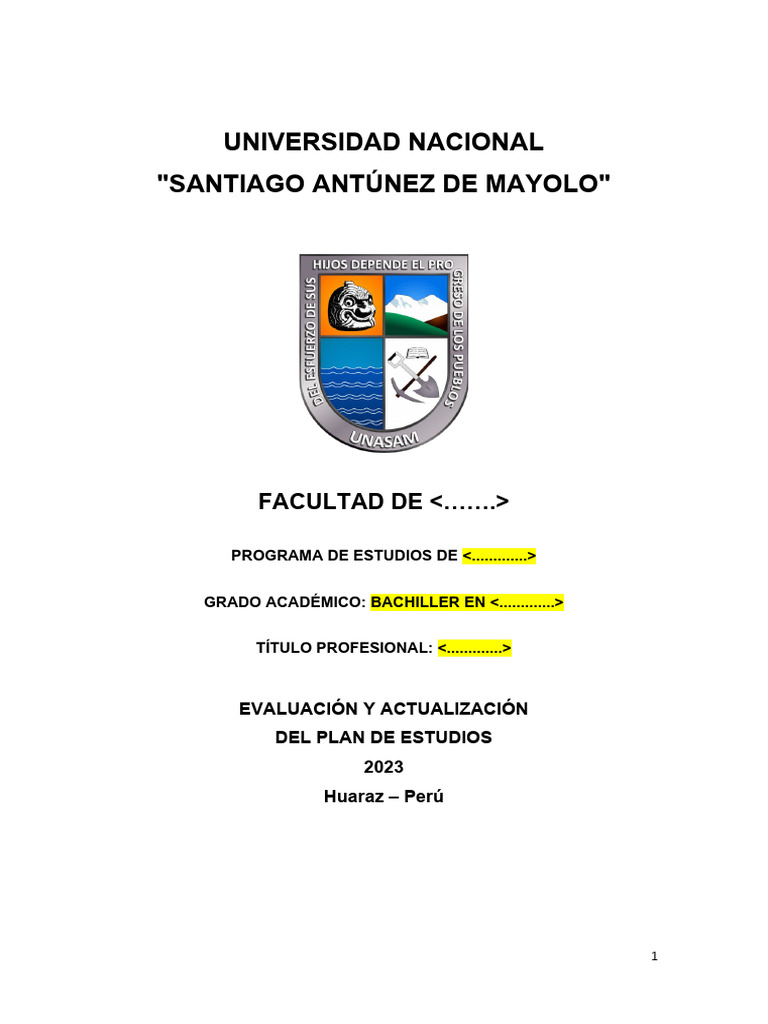 Plantilla_actualización y Evaluación Del Plan de Estudios 2023(f) (2) | PDF | Plan de estudios ...