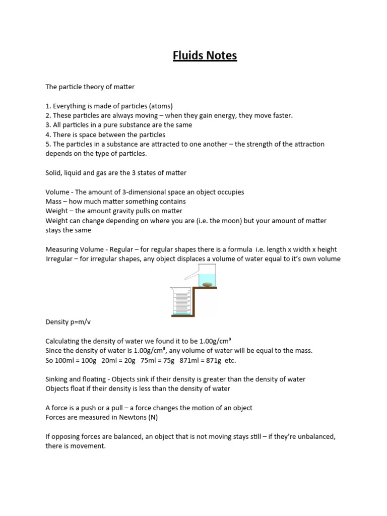 Fluids Notes | PDF | Buoyancy | Density
