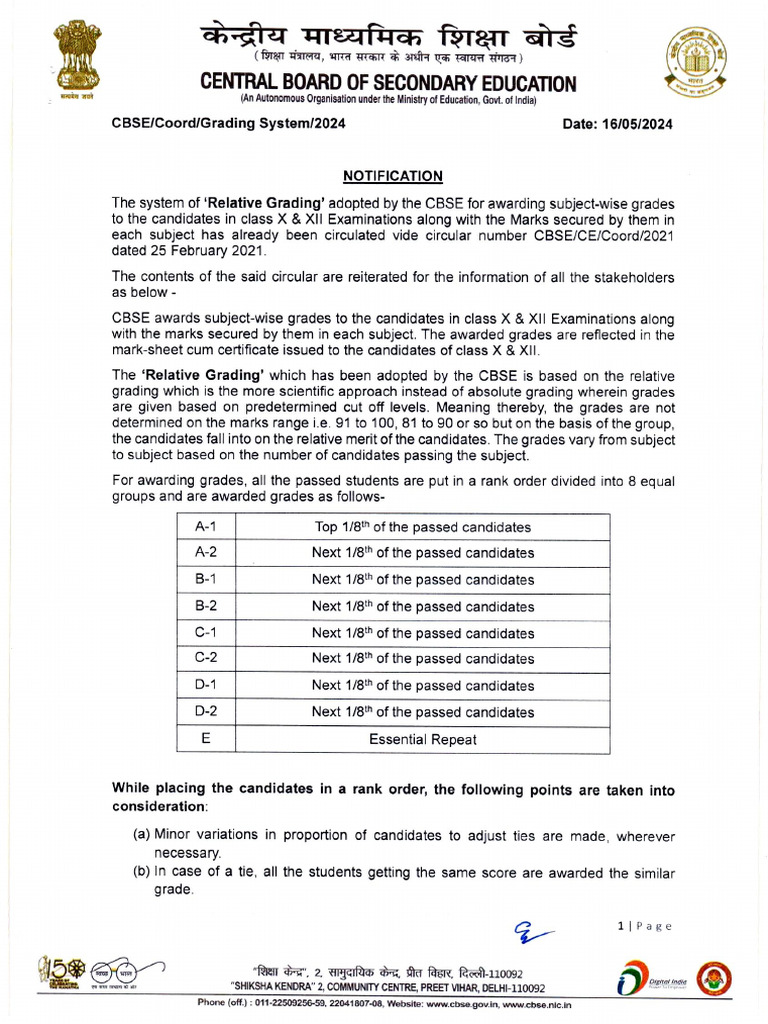 CBSE Grading System Explained | PDF
