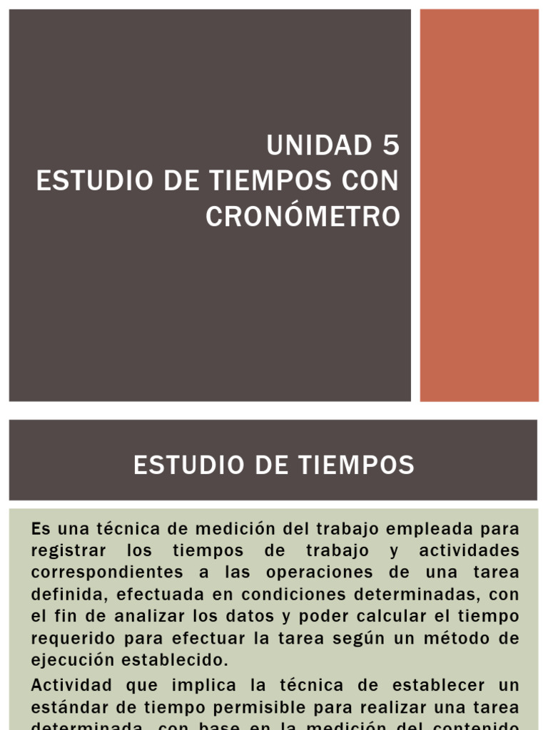 U5. Estudio de Tiempos Con Cronómetro 1 | PDF | Hora | Medición