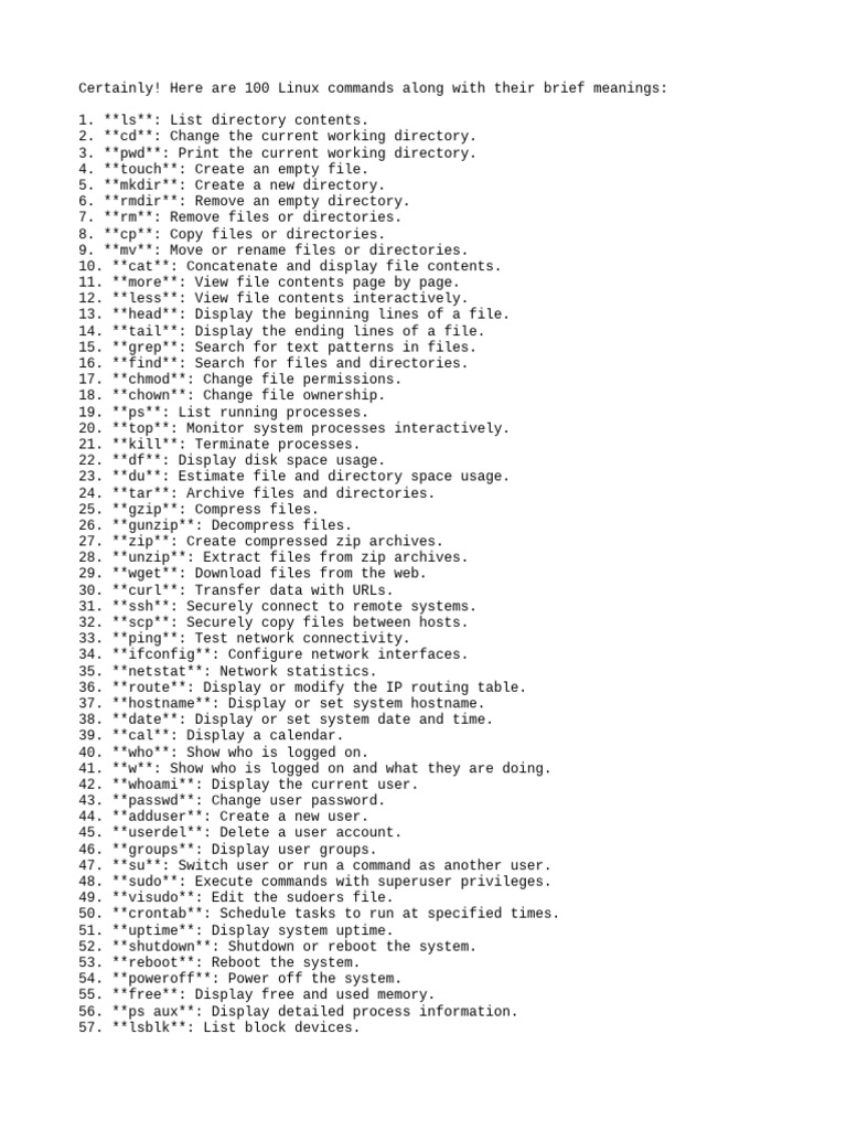 Comands Pdf Computer File System Software