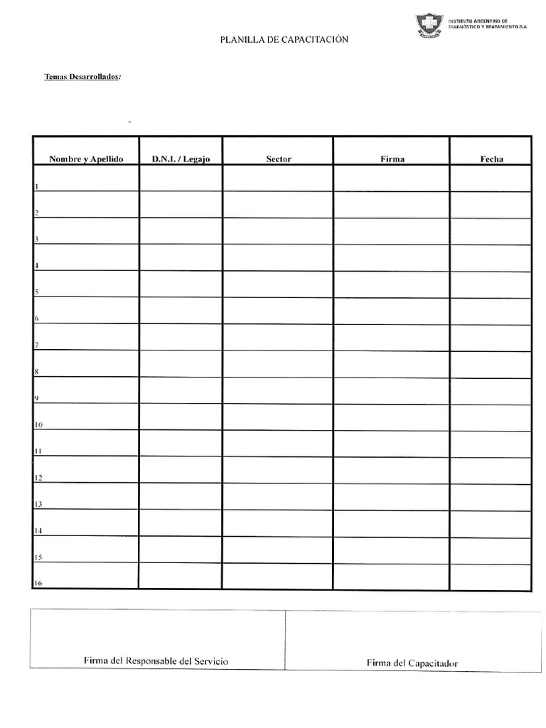 Planilla en Blanco | PDF