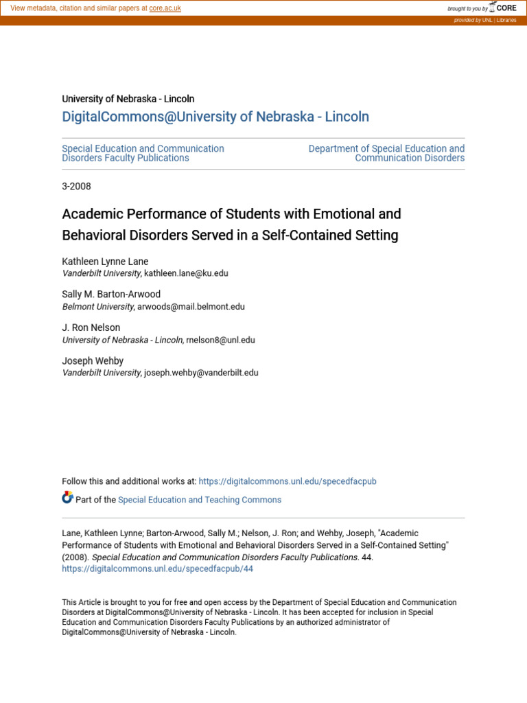 Oke - Academic Performance of Students With EBD | PDF | Mental Disorder ...
