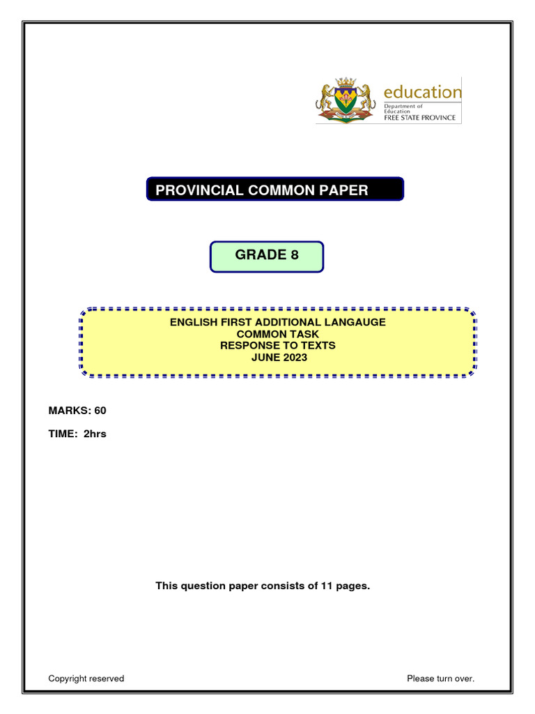 Final Grade 8 EFAL June 2023 QP | PDF | Water | Drought