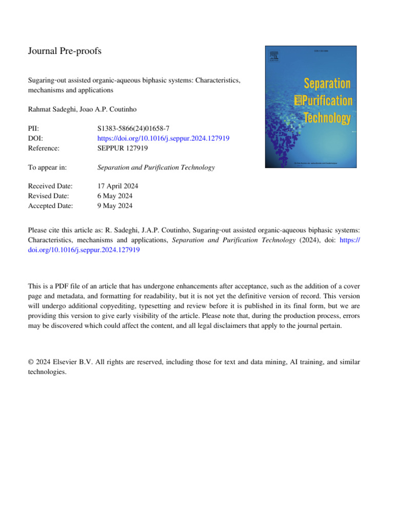 Sugaring Out Assisted Organic-Aqueous Biphasic Systems: Characteristics ...
