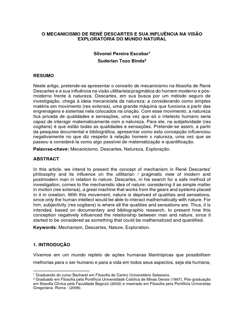 O-MECANICISMO-DE-RENE-DESCARTES-E-SUA-INFLUENCIA-NA-VISAO.pdf | PDF ...