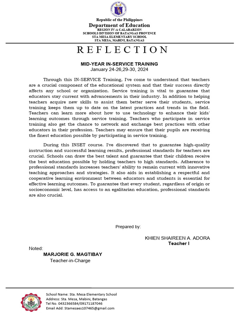 Reflection SLAC Shaireen | PDF | Teachers | Teaching