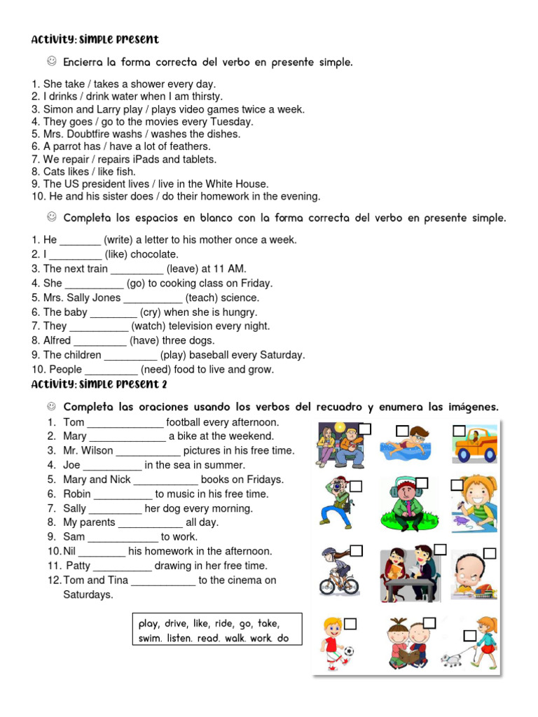 Activities To Print - Verb Tenses | PDF | Grammar | Linguistics