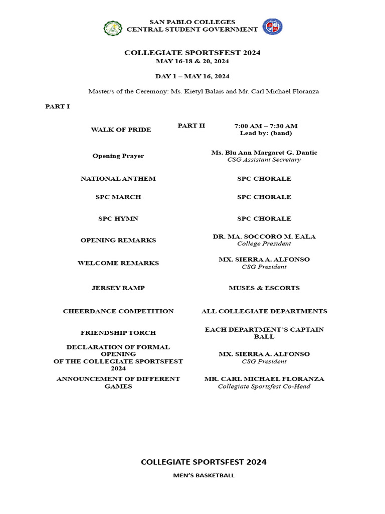 UPDATED-SPORTSFEST-PROGRAM | PDF | Sports | Summer Sports