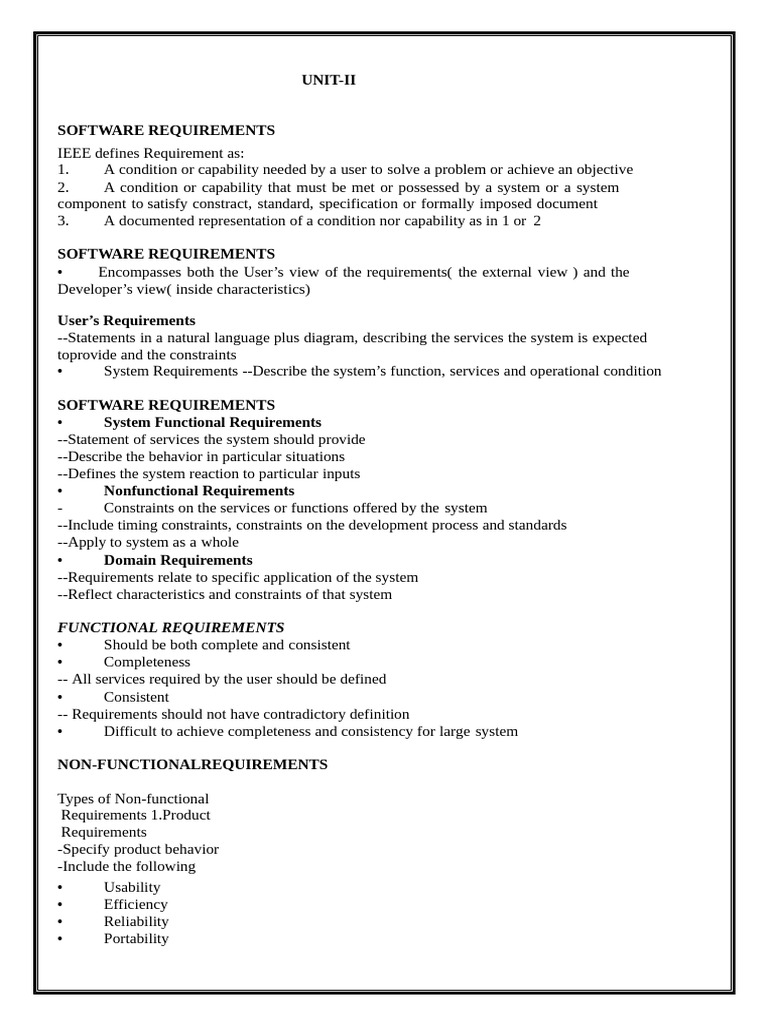 Software Engineering Notes | PDF | System | Specification (Technical ...
