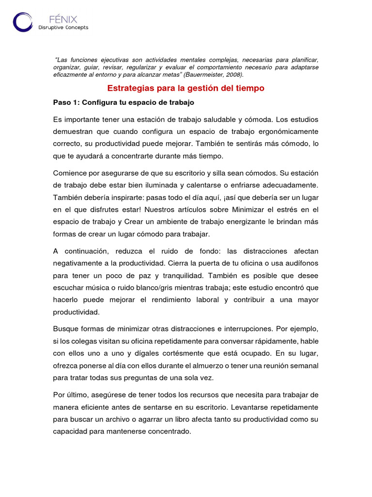 Estrategias para Funcinoes Ejecutivas | PDF | Gestión del tiempo ...