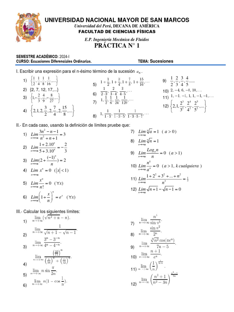 Pract N°1 Sucesiones Ing Mec Flu 2024-I | PDF | Límite (Matemáticas ... Pract N°1 Sucesiones Ing Mec Flu 2024-I | PDF | Límite (Matemáticas ...