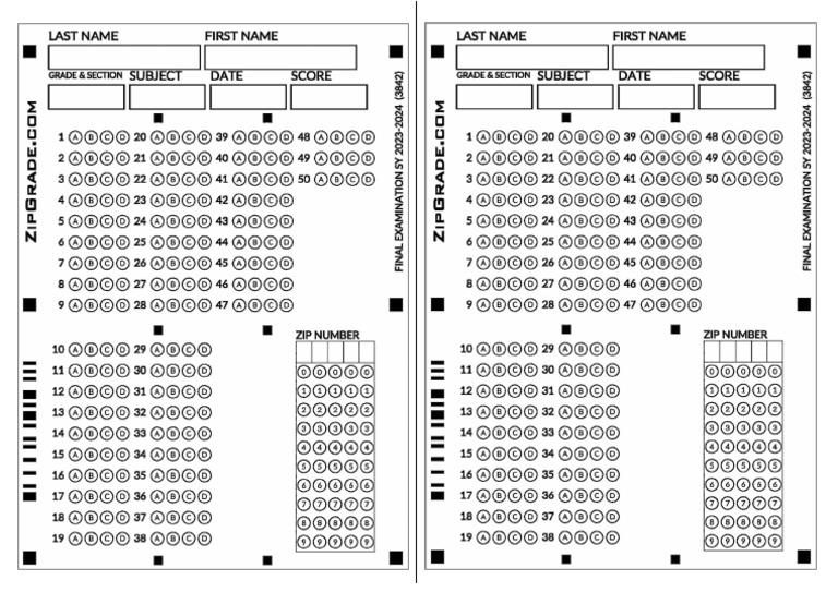 Answer Sheet Finals | PDF