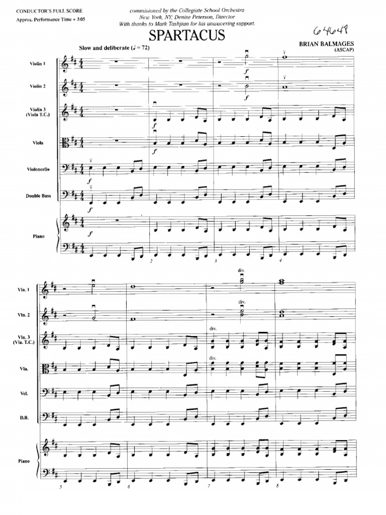 Spartacus (Brian B.) Score | PDF