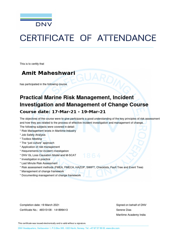 DNV Accident Investigation Course - 21.03.22 | PDF
