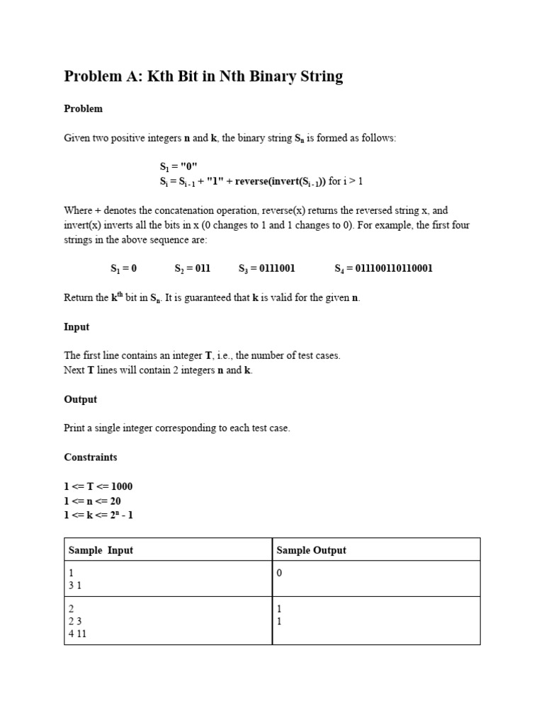 Kth Bit in Binary String & Prime Sum | PDF | String (Computer Science ...