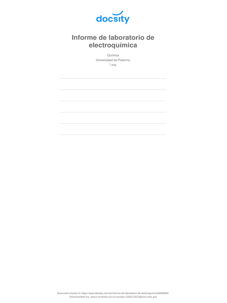 Docsity Informe de Laboratorio de Electroquimica | PDF | Redox | Cloro