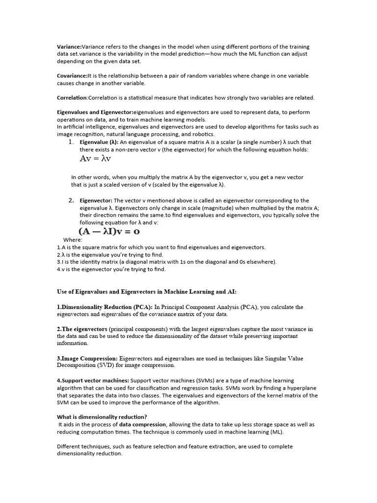 Variance | PDF | Support Vector Machine | Eigenvalues And Eigenvectors