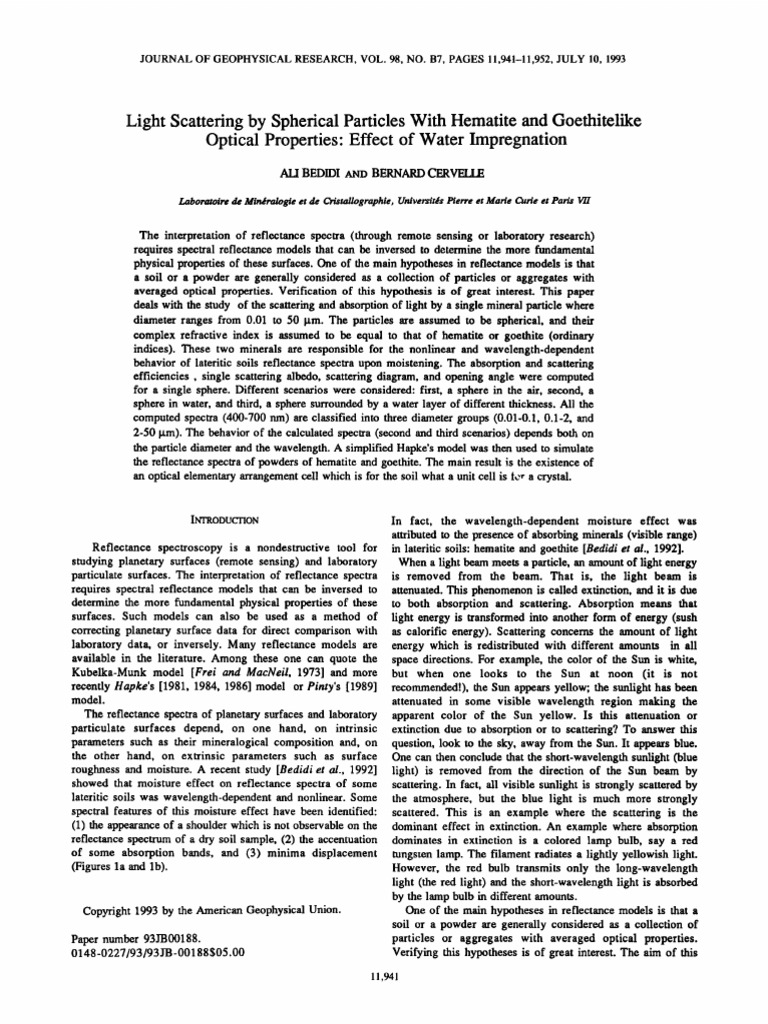 Journal of Geophysical Research Solid Earth - 10 July 1993 - Bedidi ...
