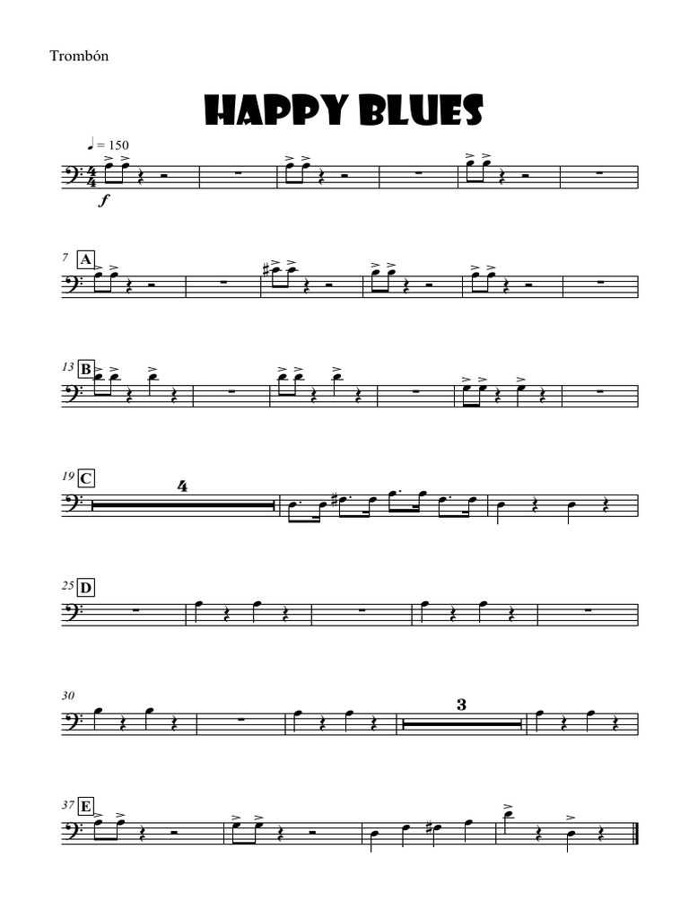 Happy Blues - Trombone | PDF