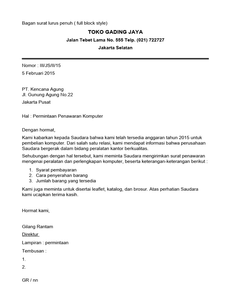 Macam-Macam Style Surat Resmi | PDF