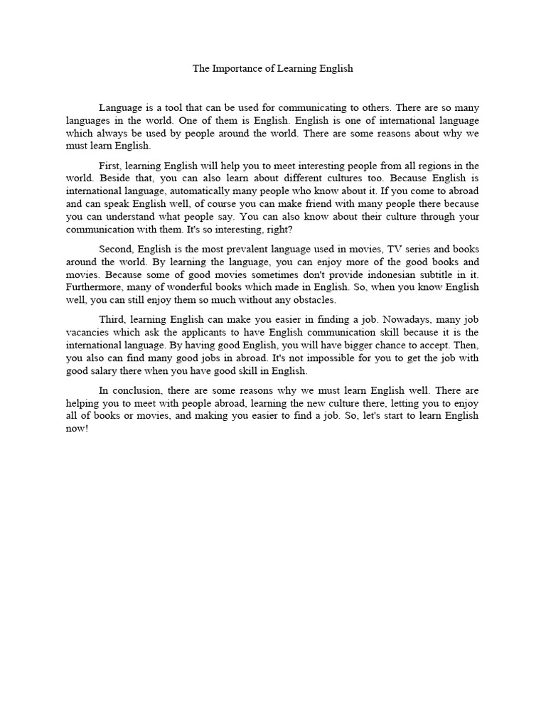 The Importance of Learning English | PDF