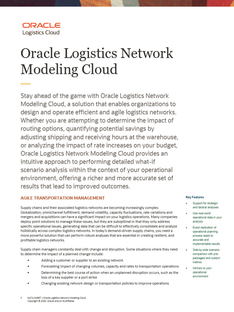 Oracle Logistics Network Modeling Ds | Download Free PDF | Logistics | Supply Chain