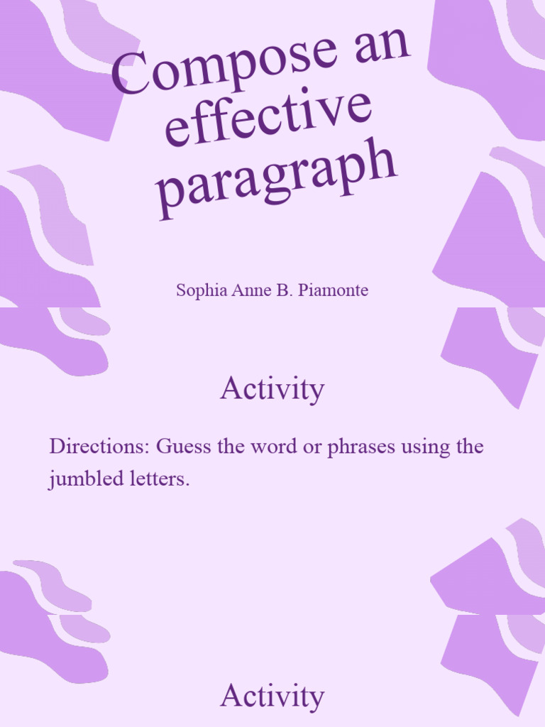 Compose An Effective Paragraph 2 | PDF | Virus | Verb