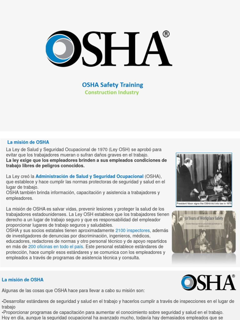 Capacitación en Seguridad OSHA para Construcción | PDF | Administración ...